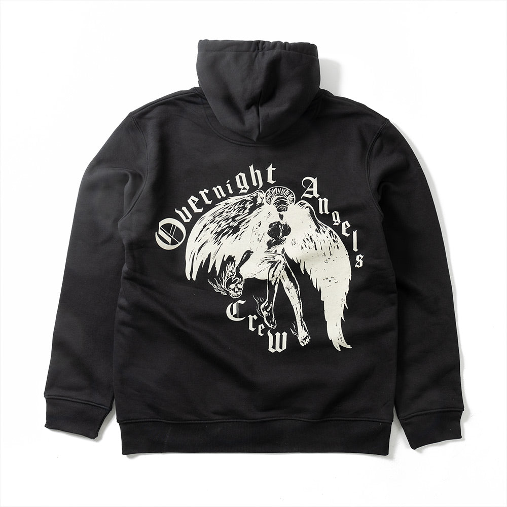 Santa Muerte Angel Back Print Hoodie - Black - Overnight Angels Crew