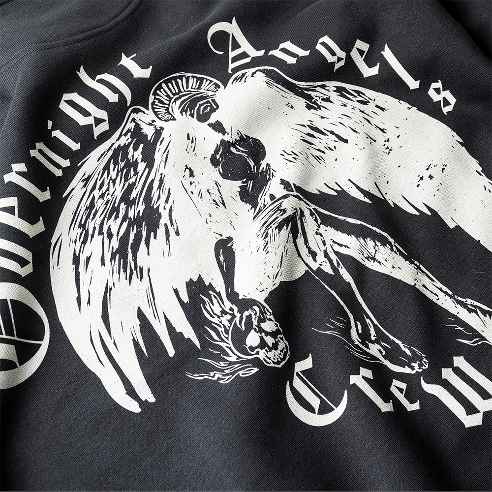Santa Muerte Angel Back Print Sweater - Black - Overnight Angels Crew