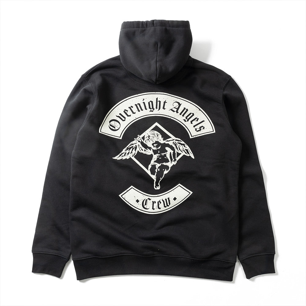 Crew Originals Back Print Hoodie - Black - Overnight Angels Crew